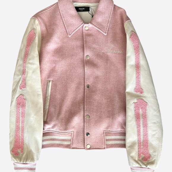 AMIRI | Jackets & Coats | Amiri Pink White Bones Varsity Jacket | Poshmark